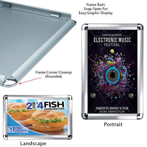 20x30 Wall Snap Frame Poster Sign Holder | Smooth 1" Rounded Corners ...