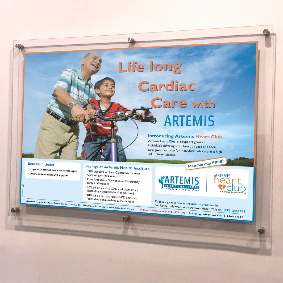 18 x 24 Floating, Clear Acrylic Sign Holder with Standoffs ...