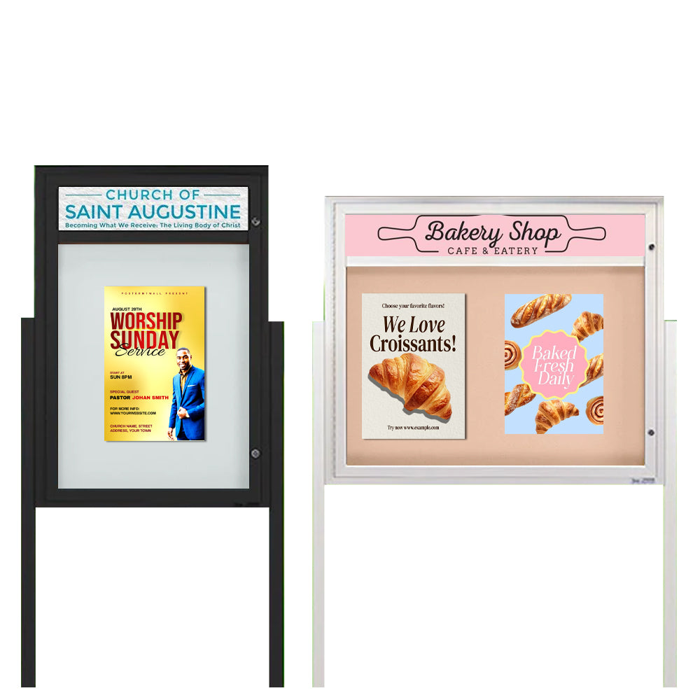Freestanding Extreme WeatherPlus Outdoor Poster Display Cases + Header ...