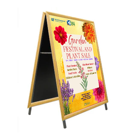 Wooden A-Frame 12x36 Sign Holder | WOOD Snap Frame 1 1/4" Wide FREE ...